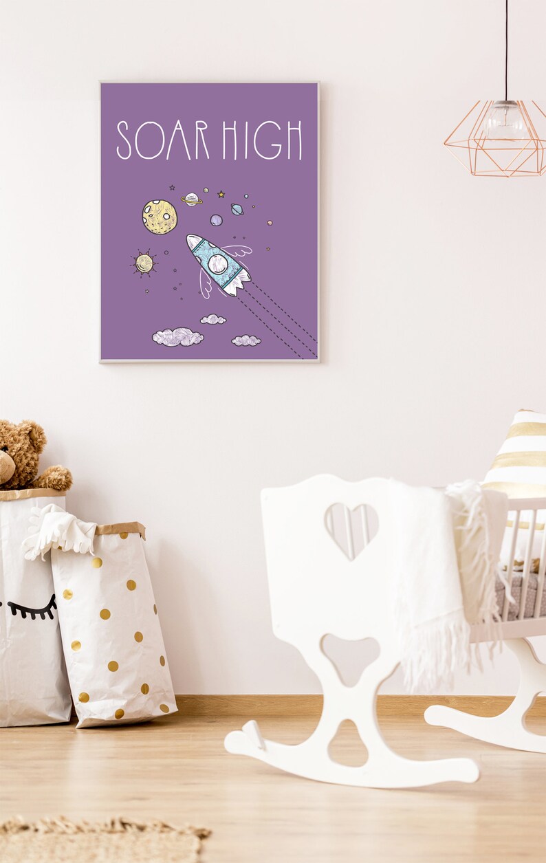 Rocket Poster for Kids Space Print Rocket Printable | Etsy
