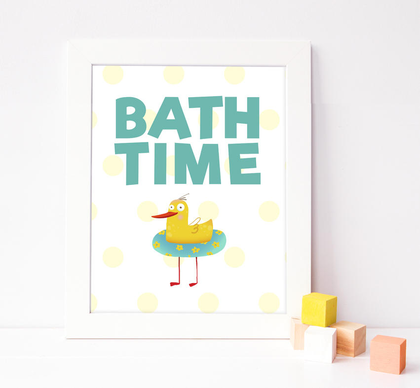 Bath Printable - Bathroom Duck Poster - Kids Bathroom Artwork - Rubber ...