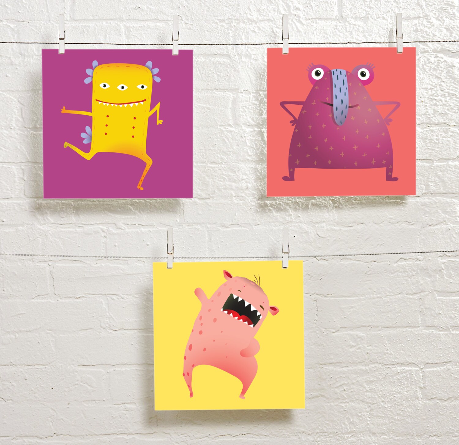 Magenta Wall Art Monster Printable Art Diy Wall Art Girl - Etsy