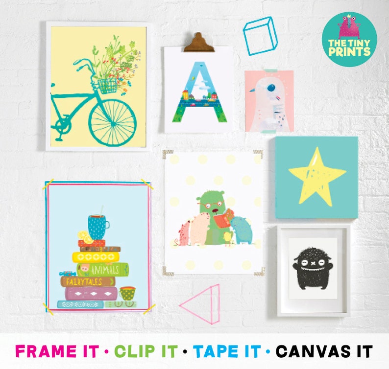 Kids Friendship Poster Teamwork Print Toddler Playroom Art Animal ...