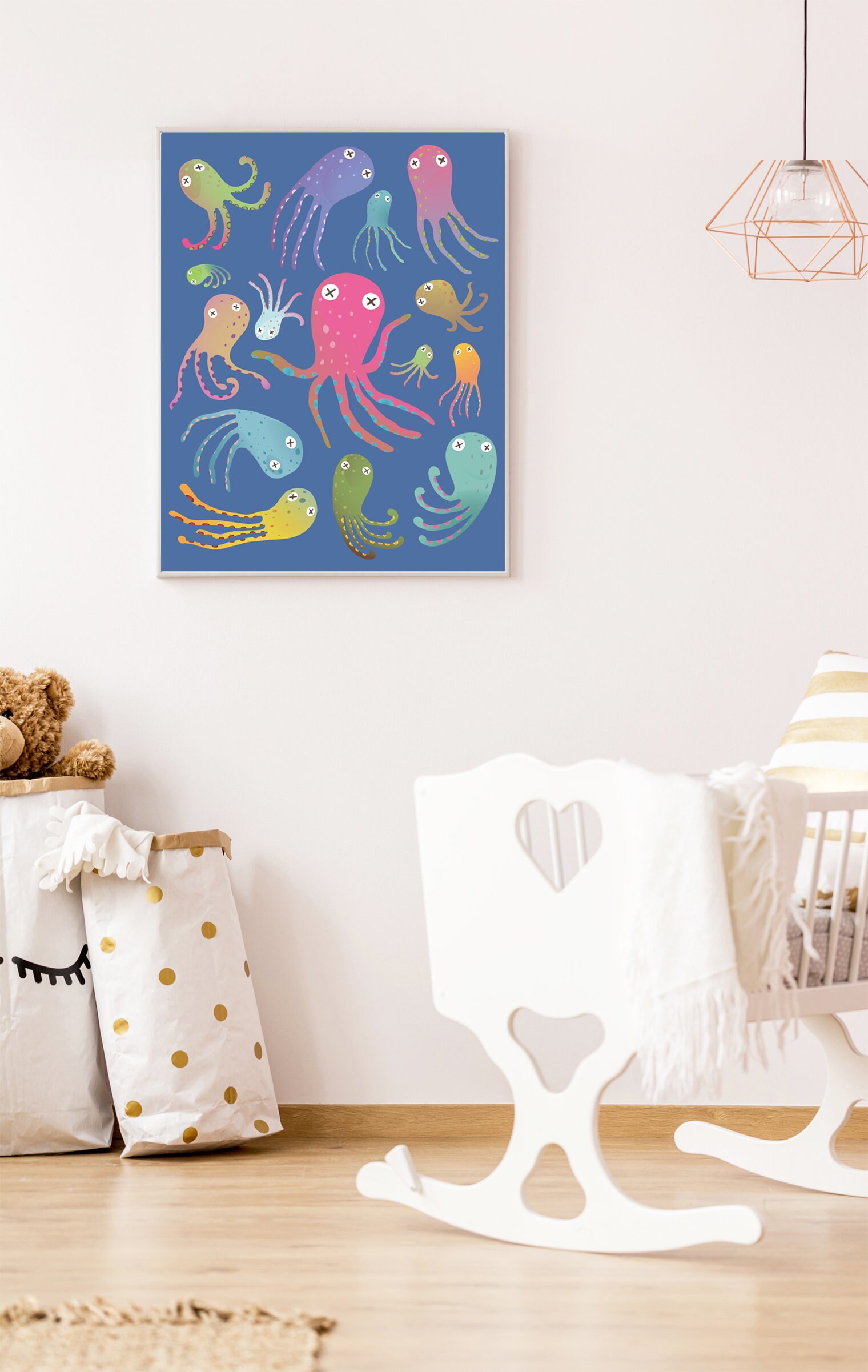 Kids Ocean Art Nursery Ocean Theme Kids Bathroom Wall Decor Marine Art ...