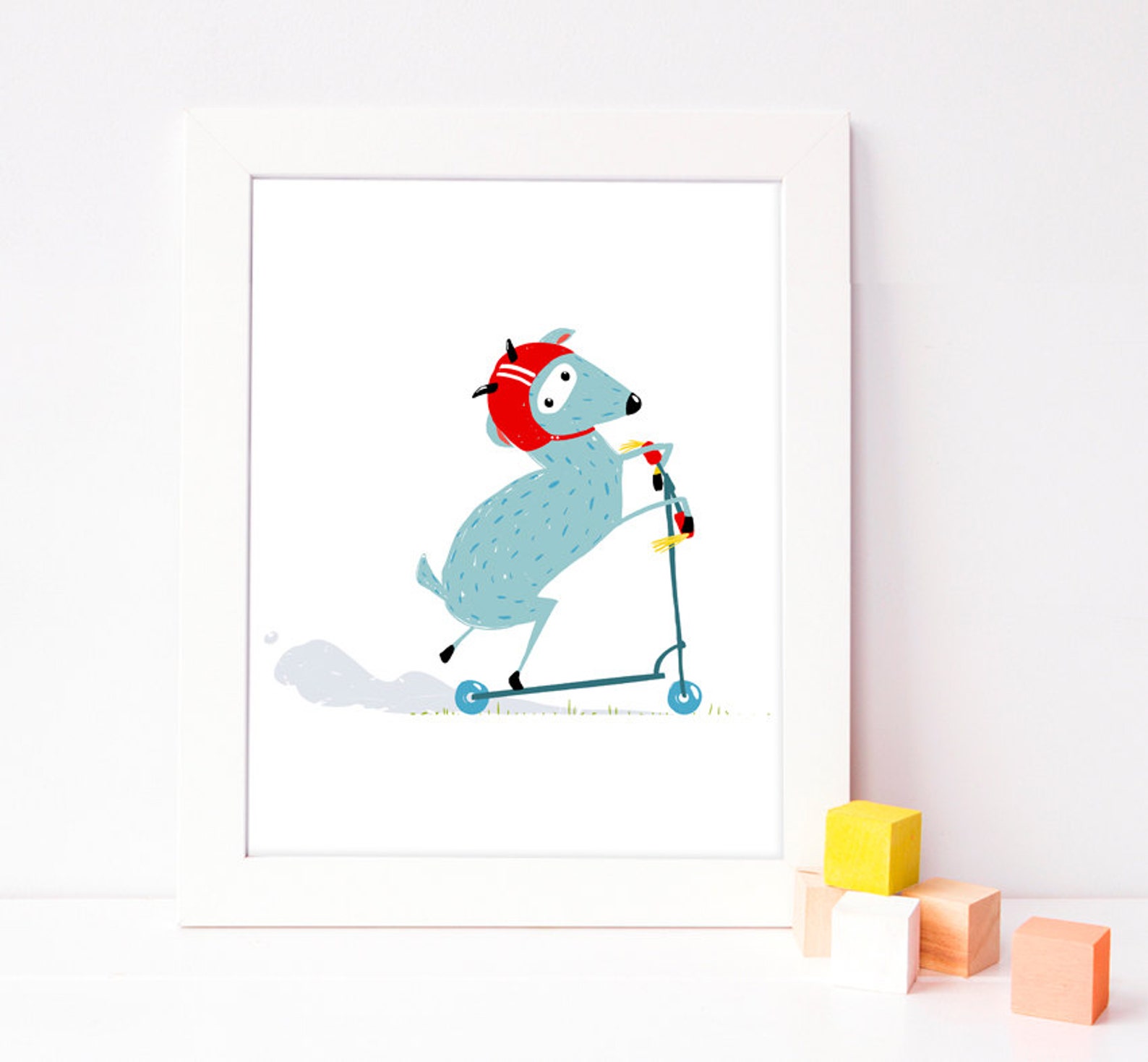Skateboarding Kids Posters Kids Scooter Art Boys Playroom Digital ...