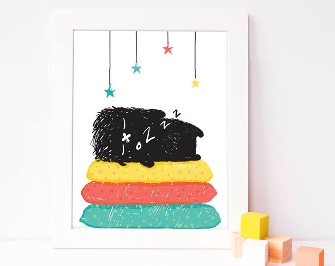 Nursery Wall Poster Silly Monster Art Cute Monster Print Black and ...
