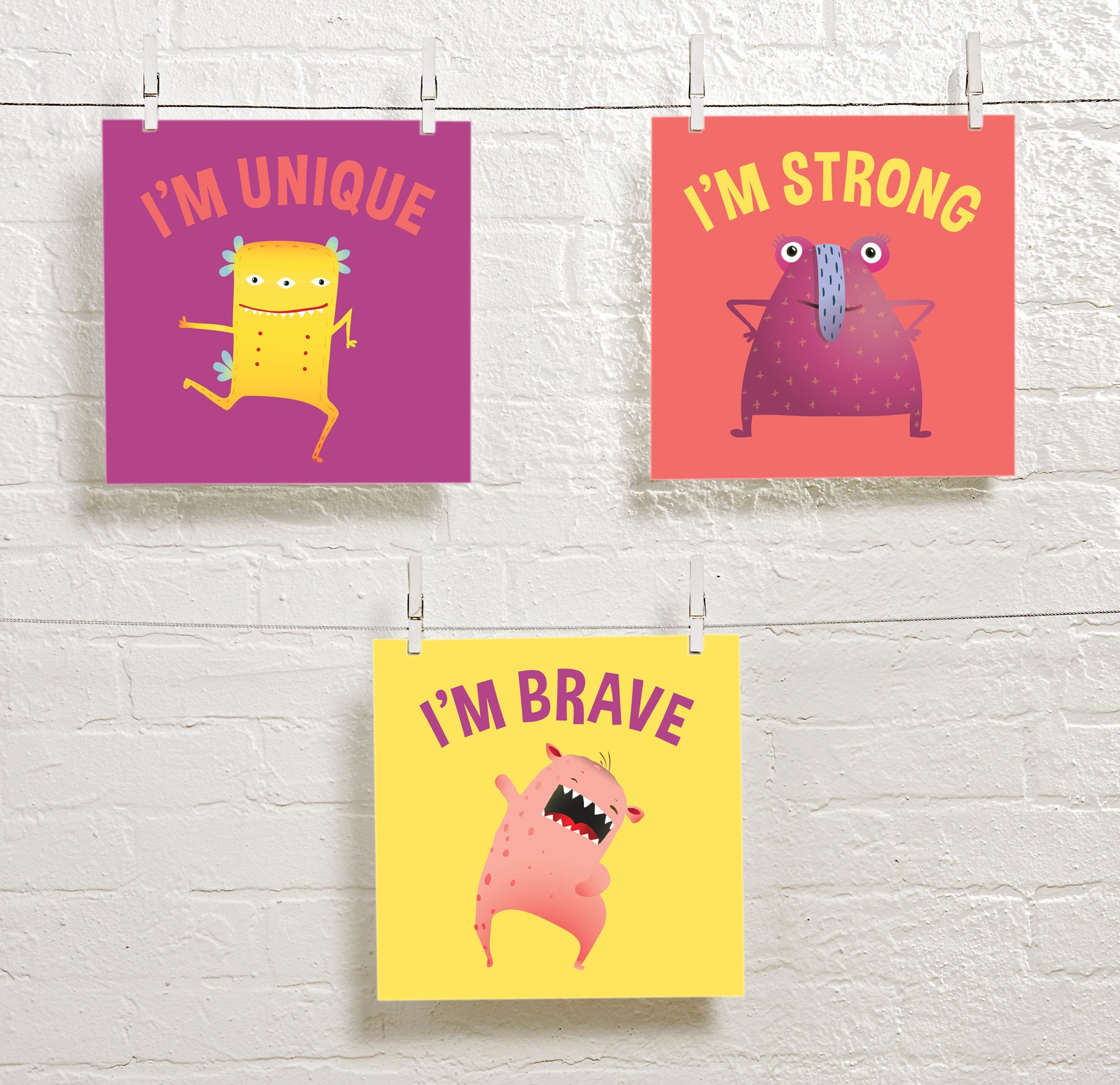 Girl Nursery Monster Art Set - Instant Download Prints - Girls Digital ...