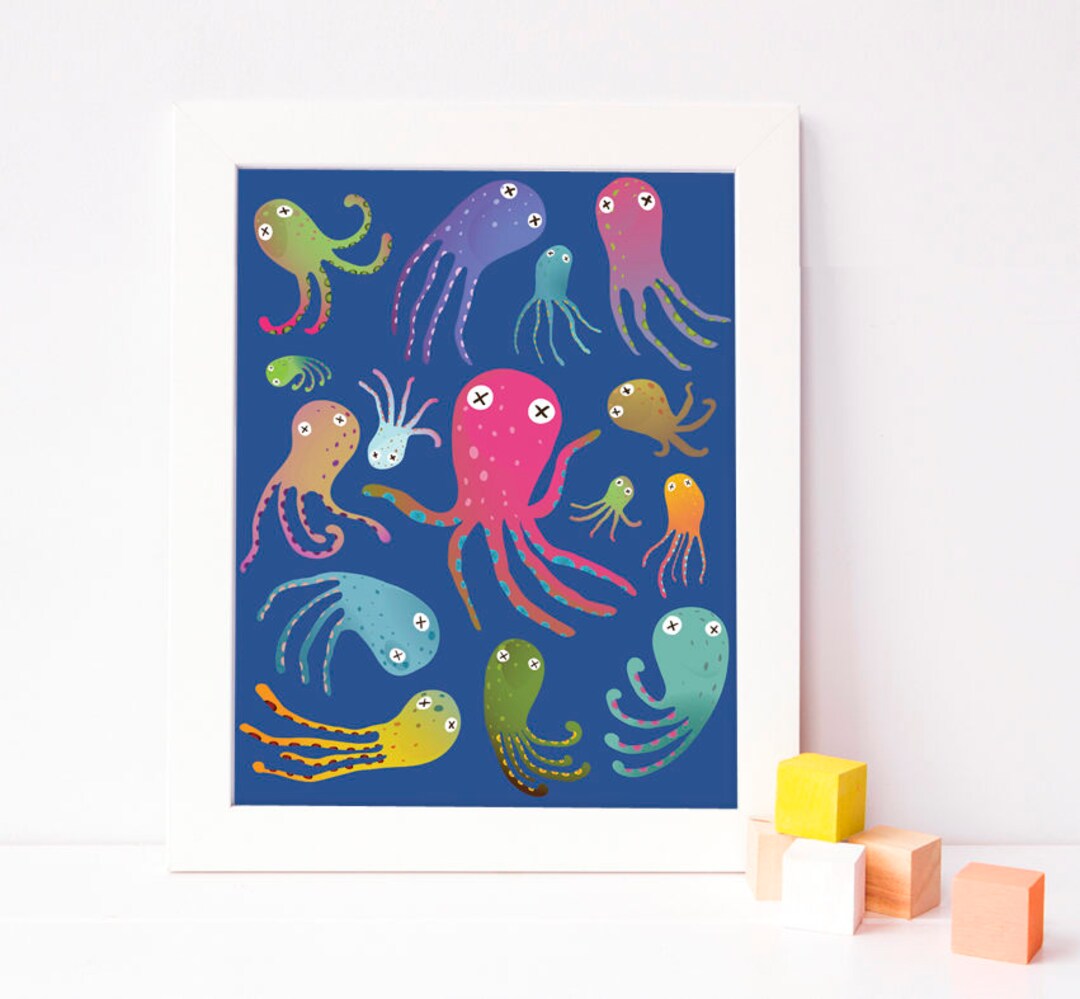 Kids Ocean Art - Nursery Ocean Theme - Kids Bathroom Wall Decor ...