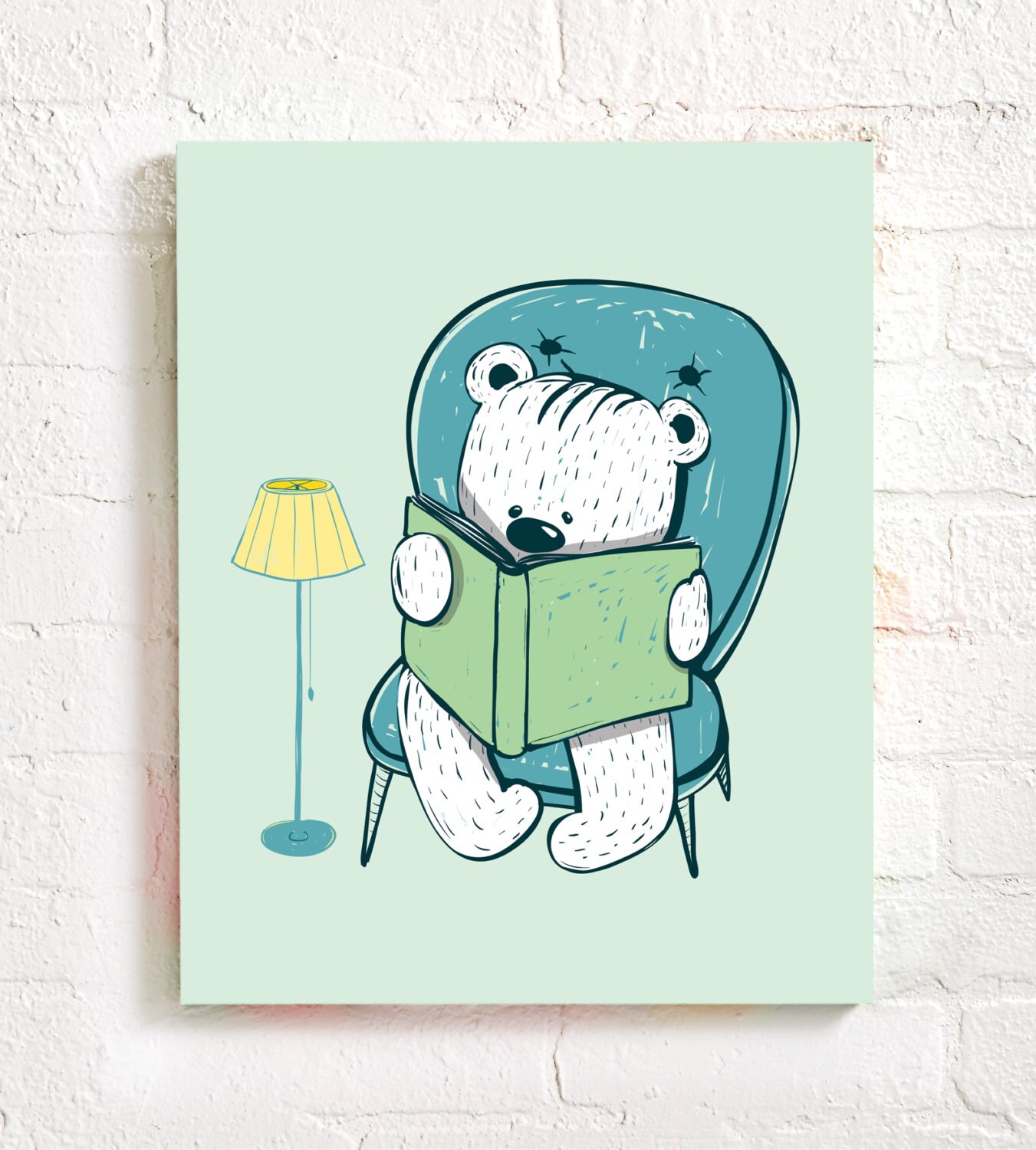 Reading Nursery Wall Print Kids Inspirational Reading Poster Cute Teddy ...