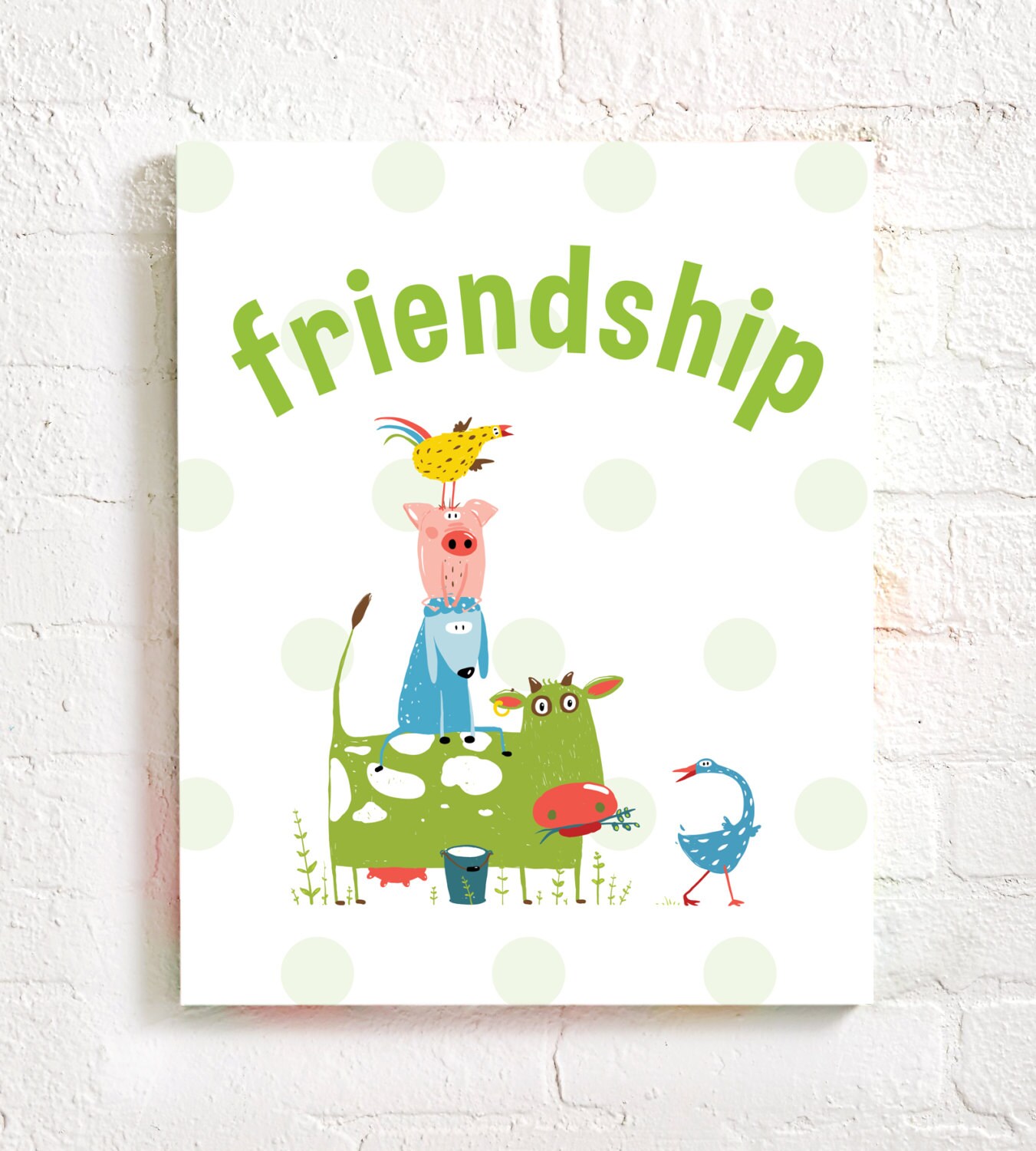 Kids Friendship Poster - Teamwork Print - Toddler Playroom Art - Animal ...