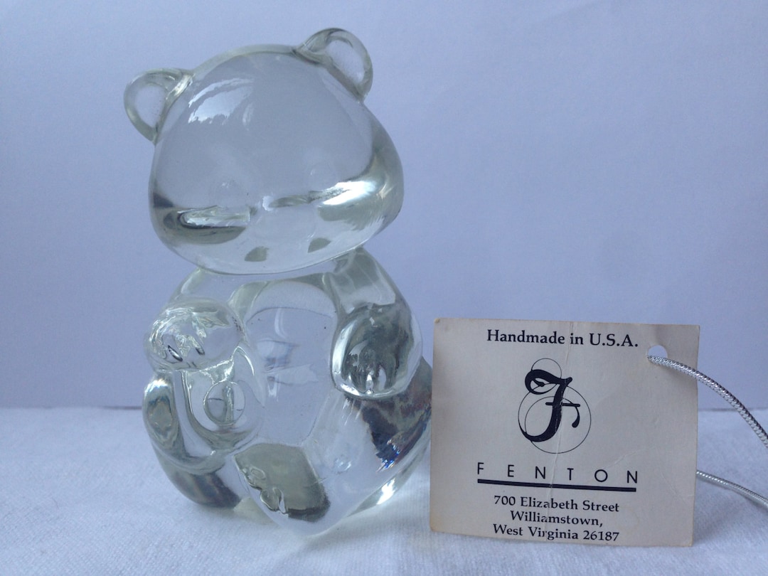 Fenton Glass Bear, Sitting Bear Glass Art Animal Figurine, Clear ...