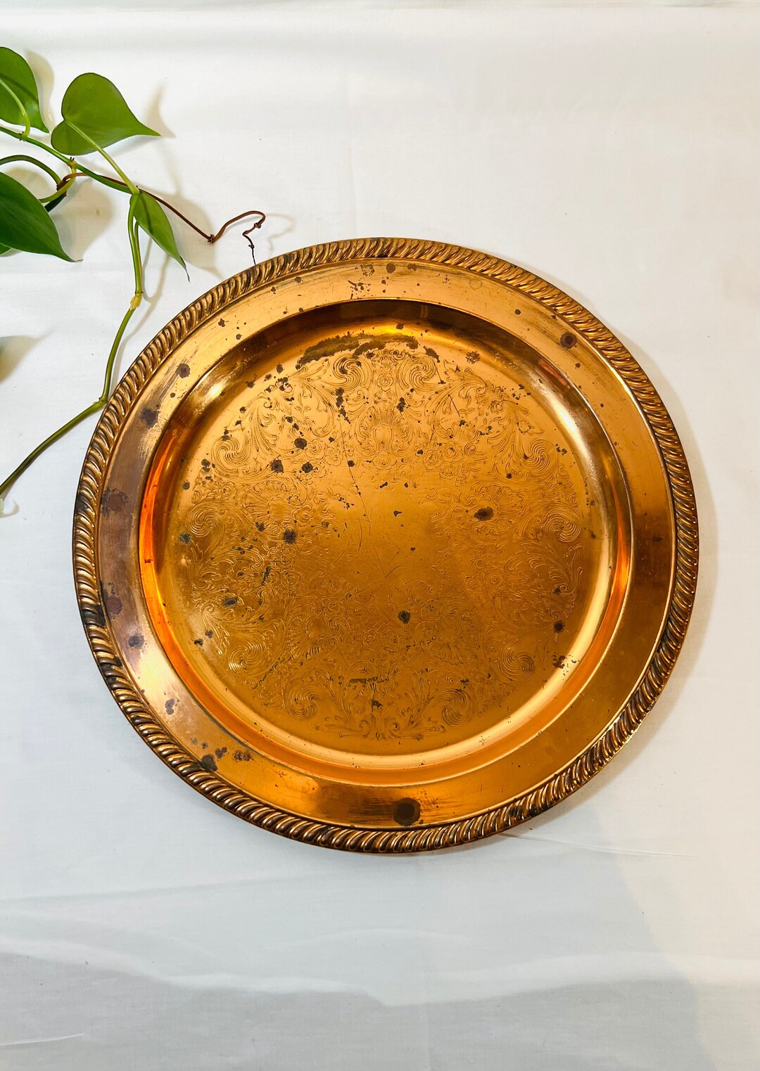 Vintage Copper Tray, Vintage Copper Decor, Vintage Decorative Tray for ...