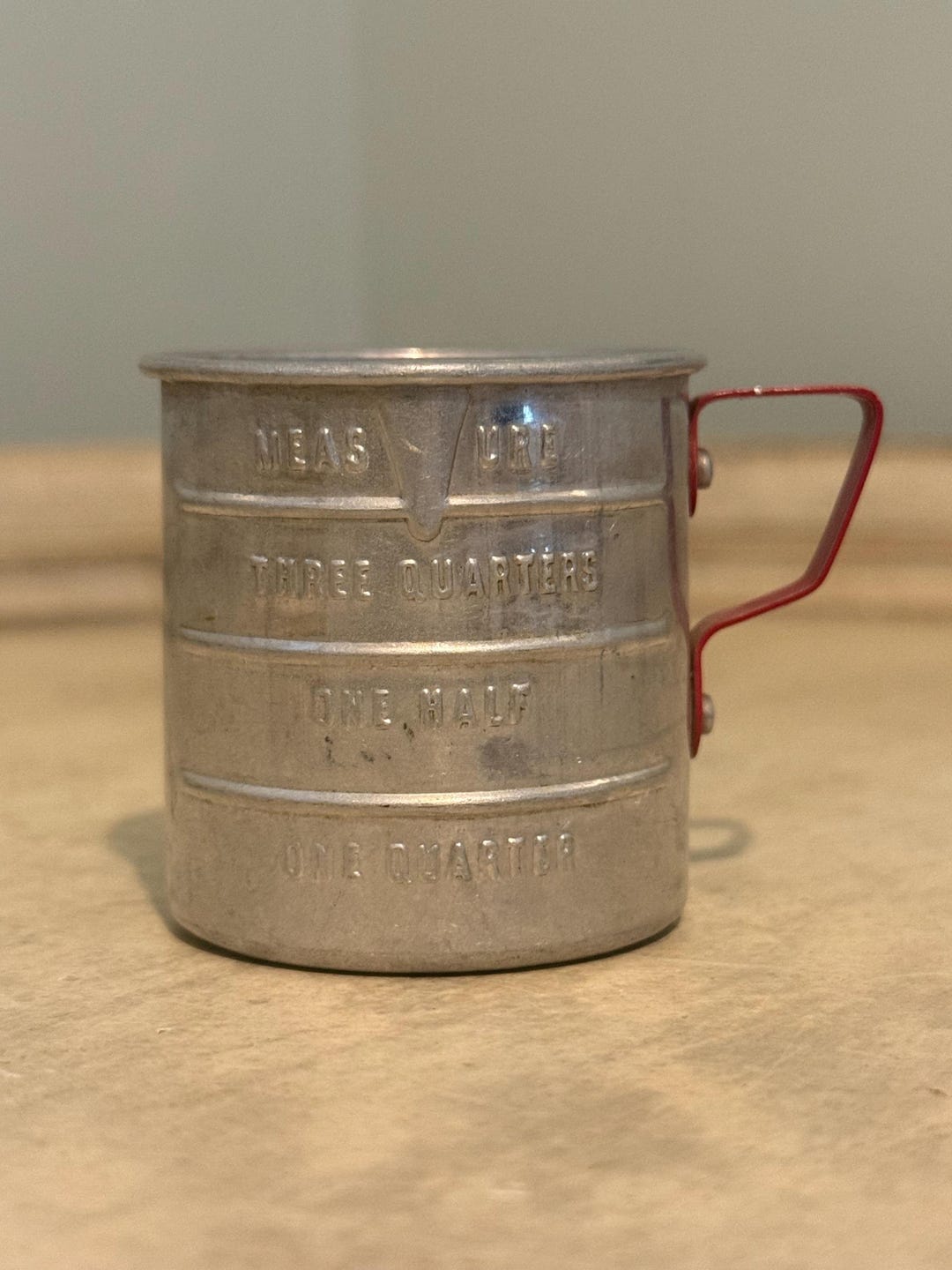 Vintage Measuring Cup With Red Handle ~ Tin Child's Toy - Etsy
