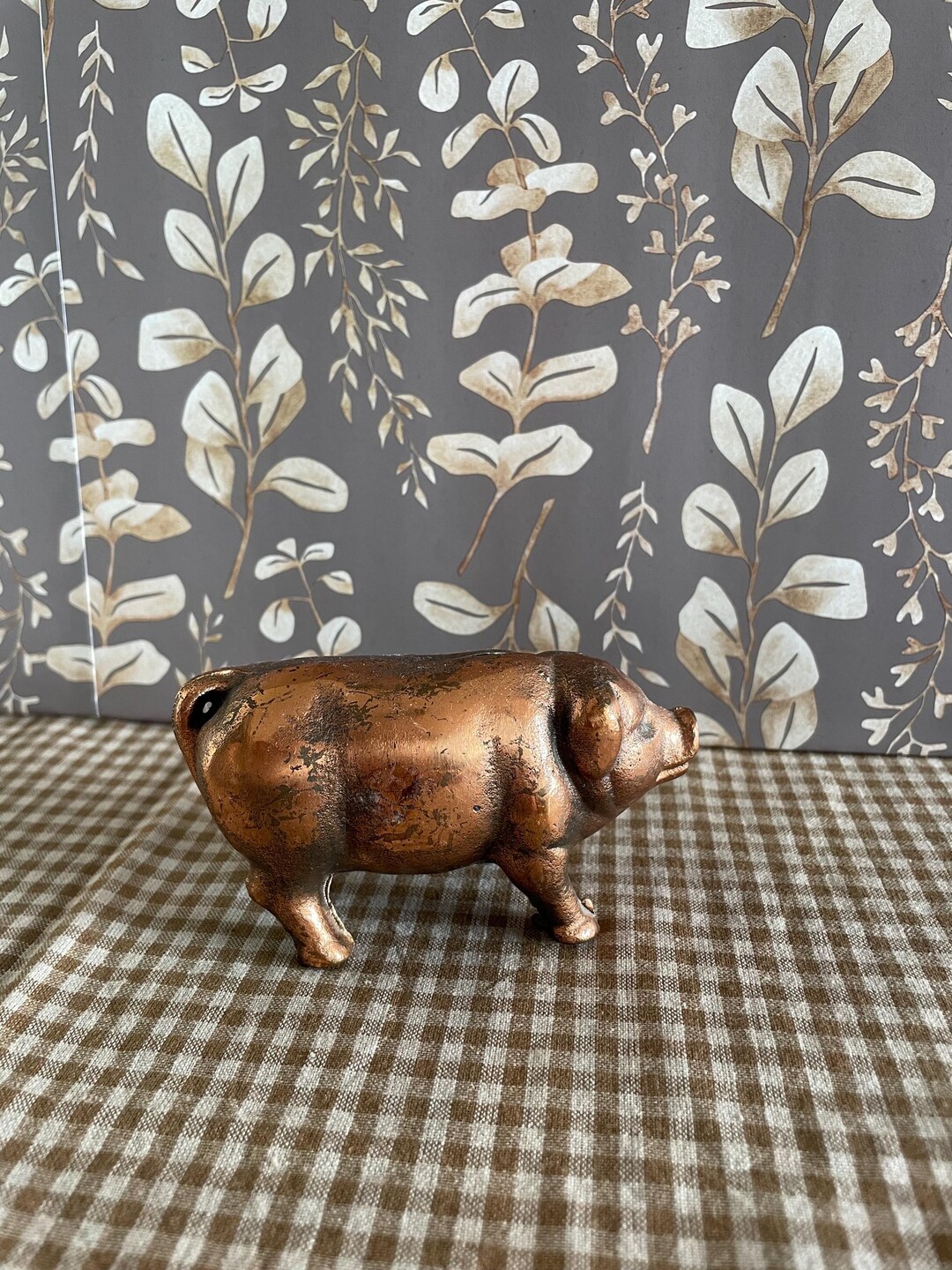 Vintage Piggy Bank ~ Copper Colored Metal - Etsy