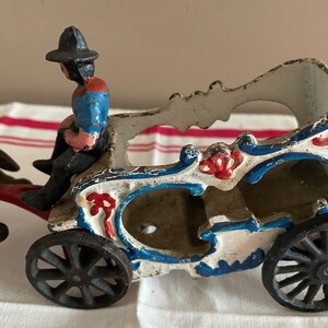 Antique Cast Iron Toy ~ Horse Drawn Circus Cart With Driver and 2 ...