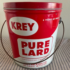 Vintage Krey Pure Lard 4lb Tin Colors Red and White - Etsy
