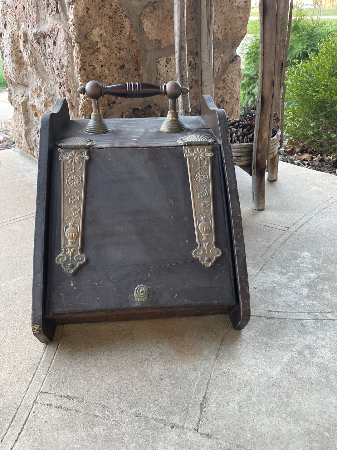 Vintage Wooden Coal Scuttle With Brass Handle and Brass Hinges ...