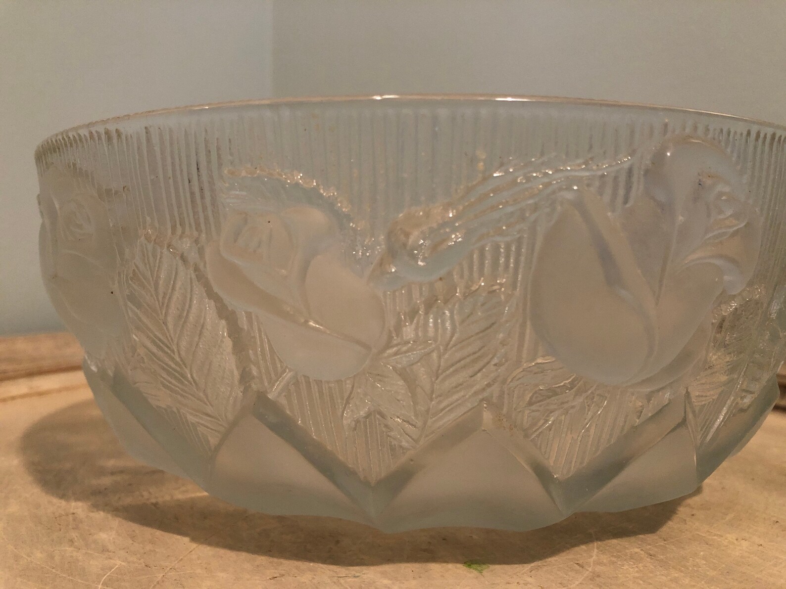Covetro Italian Pressed Glass Serving Bowl With Rose Details - Etsy