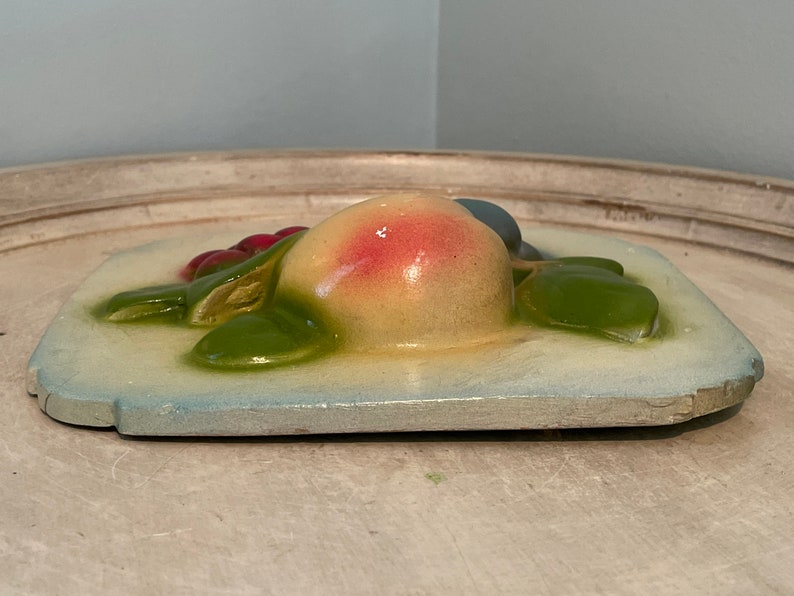 Vintage Chalkware Fruit Plaque Apple Cherry Plum - Etsy