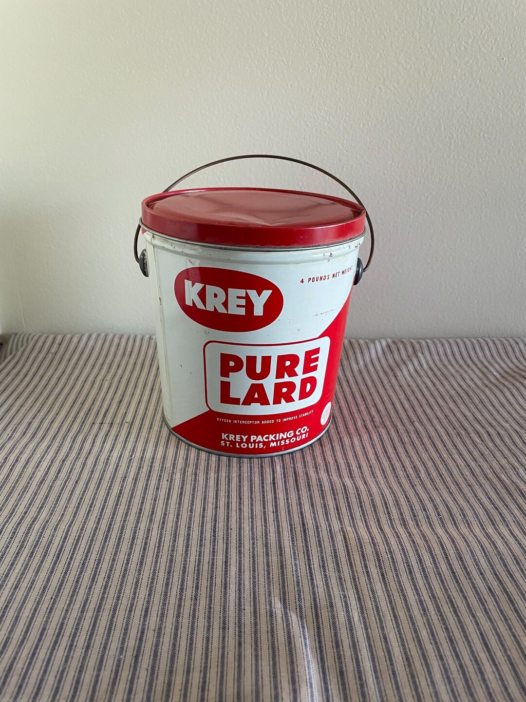 Vintage Krey Pure Lard 4lb Tin Colors Red and White - Etsy