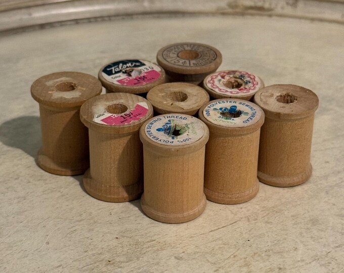 Vintage Wooden Spools ~ Set of 9 ~ Various Companies - Etsy