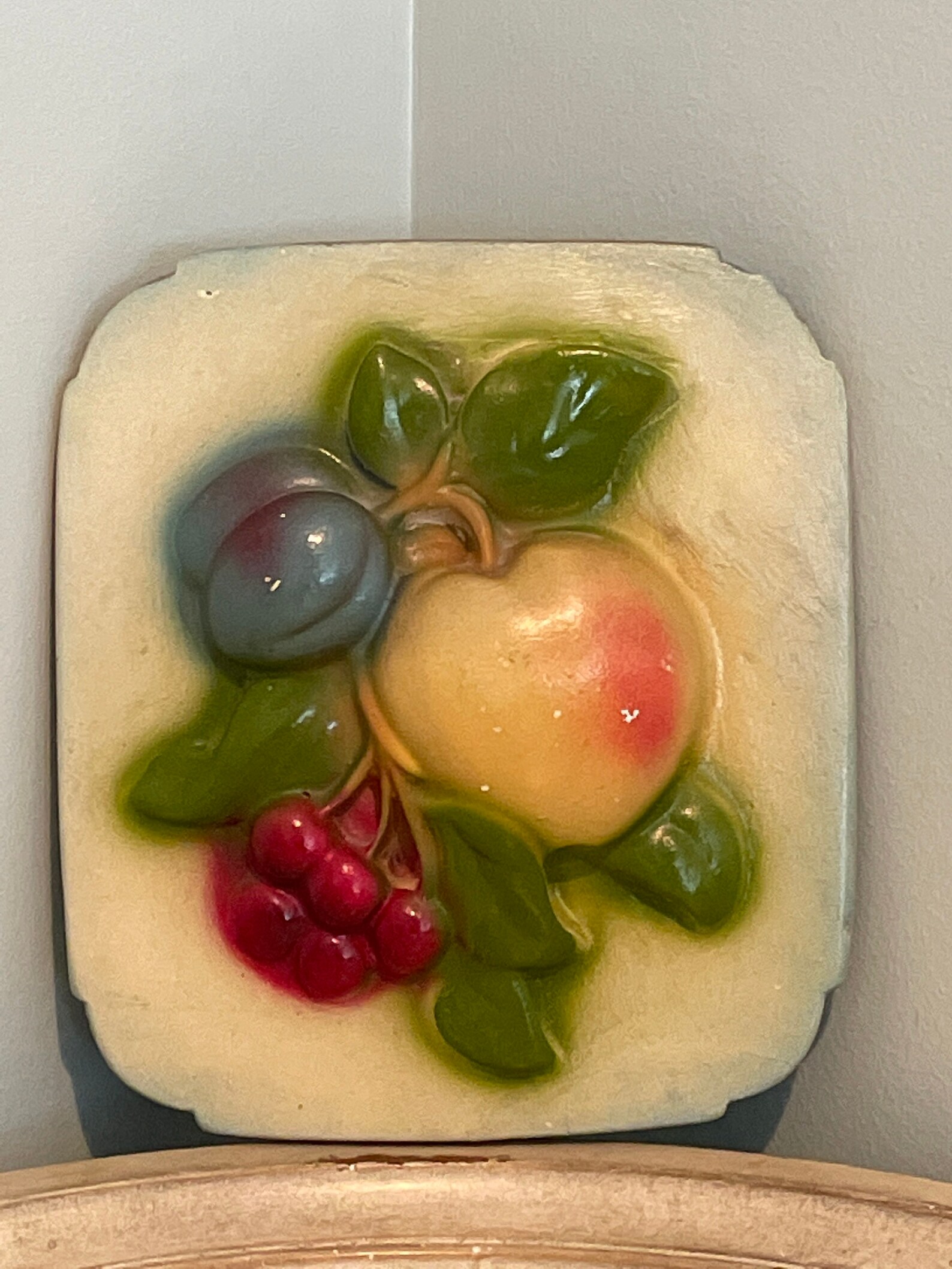 Vintage Chalkware Fruit Plaque Apple Cherry Plum - Etsy