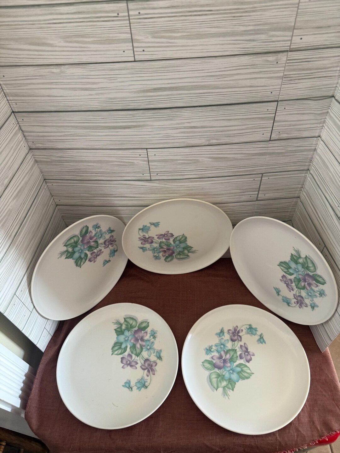 Vintage Melmac Dinner Plates ~ Raylon- Violet Corsage Pattern ~ Set of ...