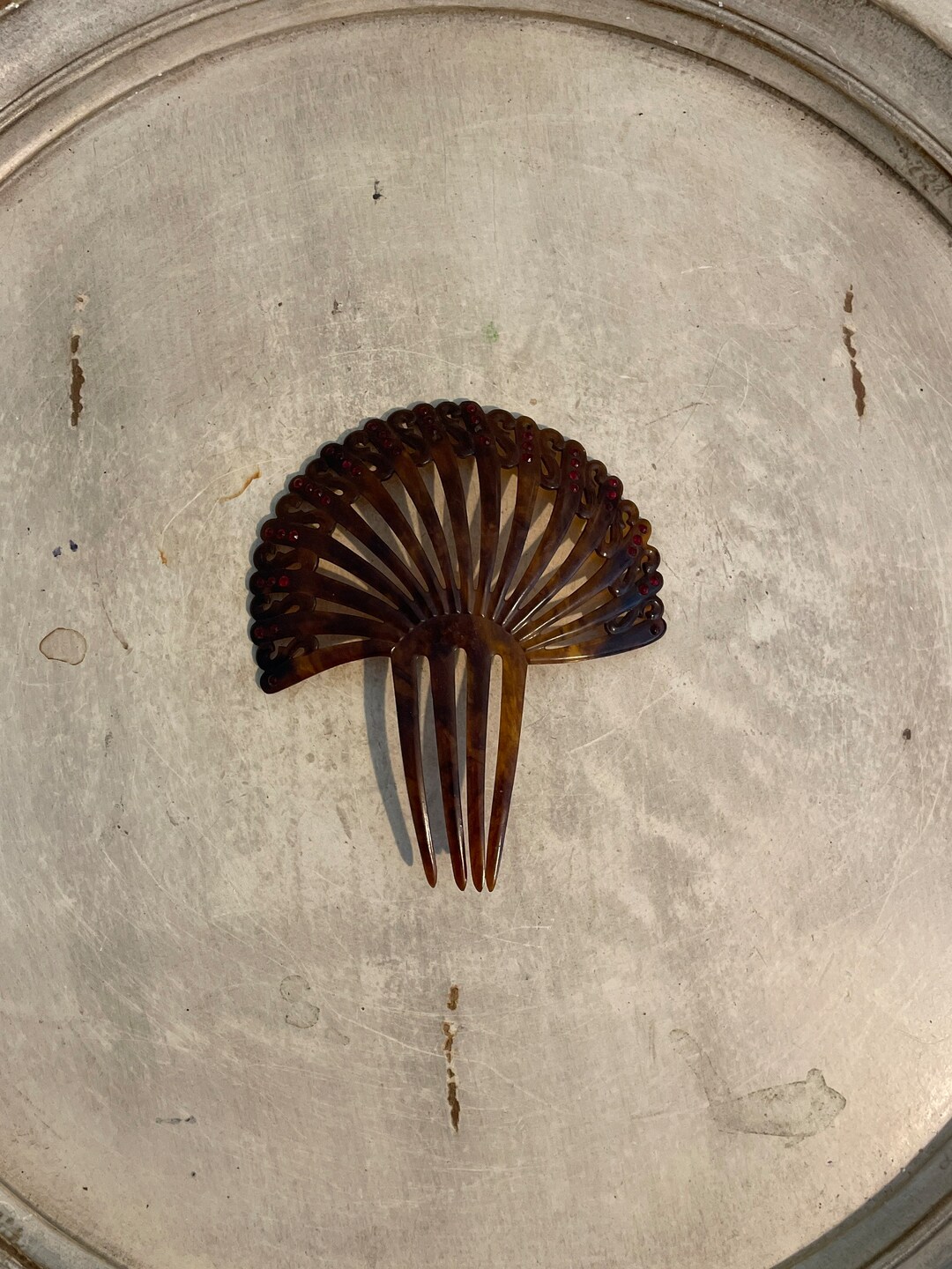 Vintage Decorative Hair Comb ~ Celluloid With Red Jewels - Etsy