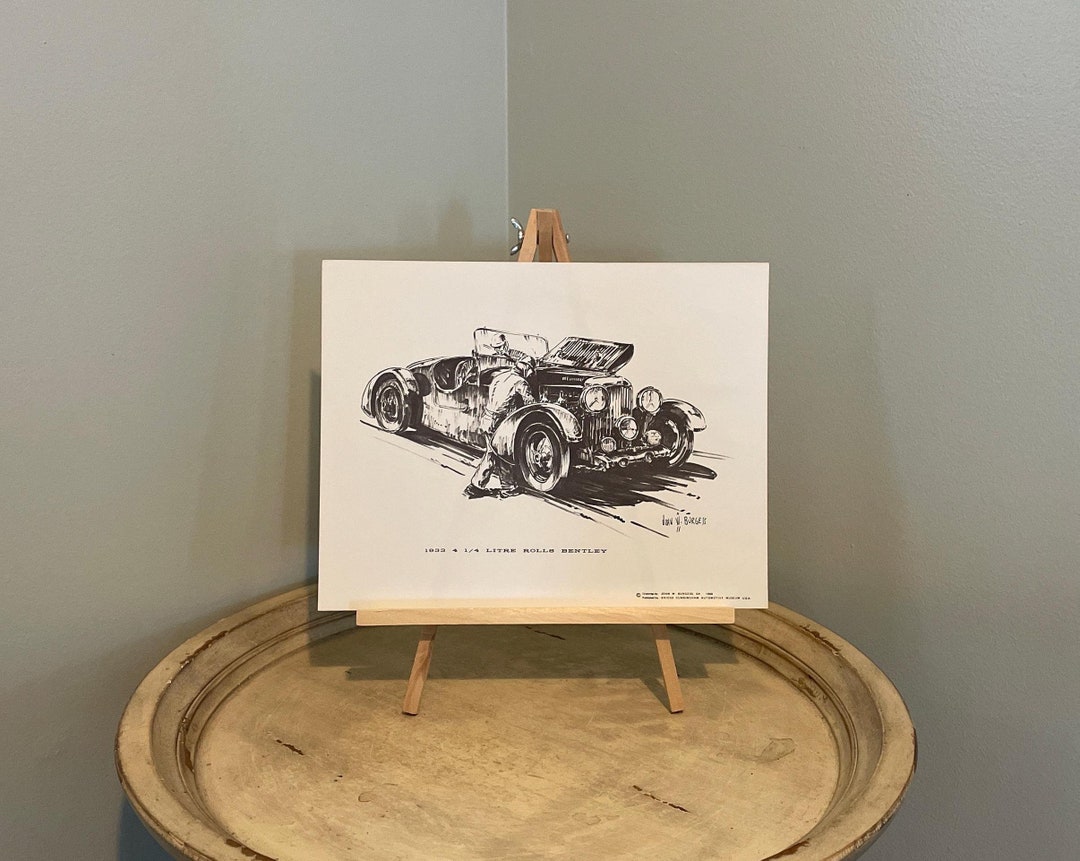 Vintage 1968 John W Burgess Drawing ~ 1933 4 1/2 Litre Rolls Bentley - Etsy