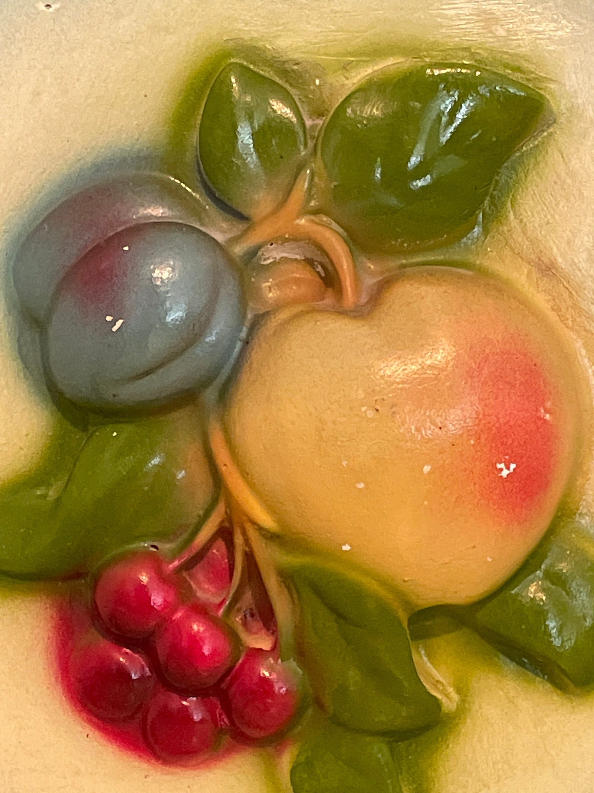Vintage Chalkware Fruit Plaque Apple Cherry Plum - Etsy