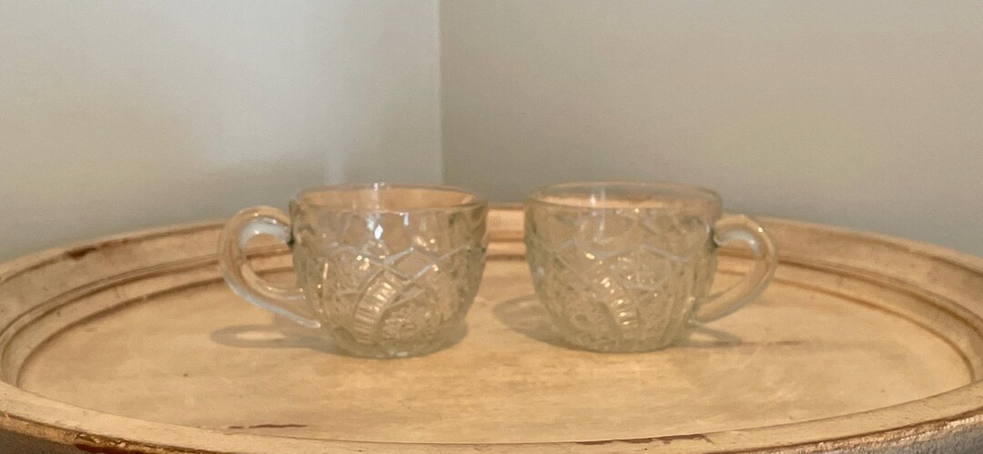 Vintage Tea Cups ~ Clear Starburst Design ~ Set of 2 - Etsy