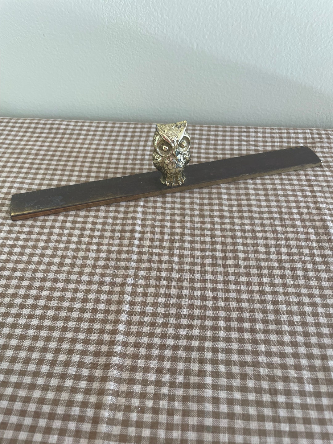 Vintage Brass Ruler ~ 12 Inch Ruler With an Owl Paperweight on Top ...