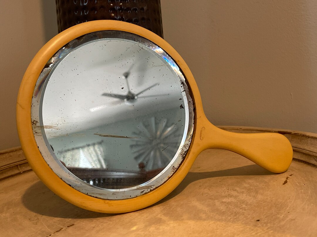 Vintage Hand Mirror ~ Ivory Pyralin ~ Celluloid Round Mirror - Etsy