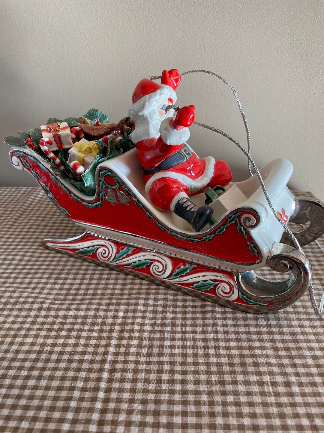 Vintage Santa Claus in Sleigh ~ Ceramic - Etsy