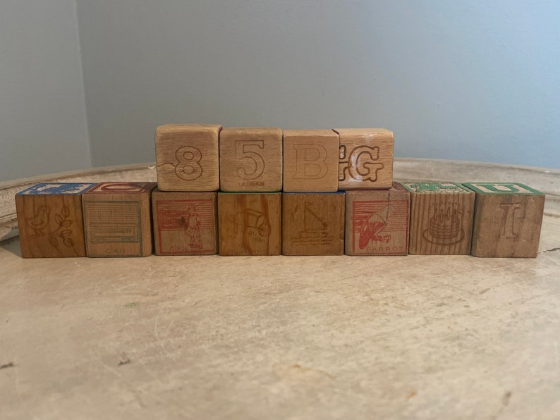 Vintage Assorted Wooden Blocks Set of 12 - Etsy