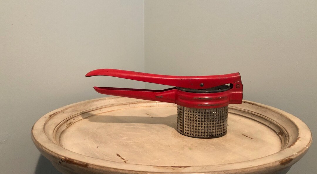 Vintage Hand Press With Red Handle Juicer Strainer Masher - Etsy