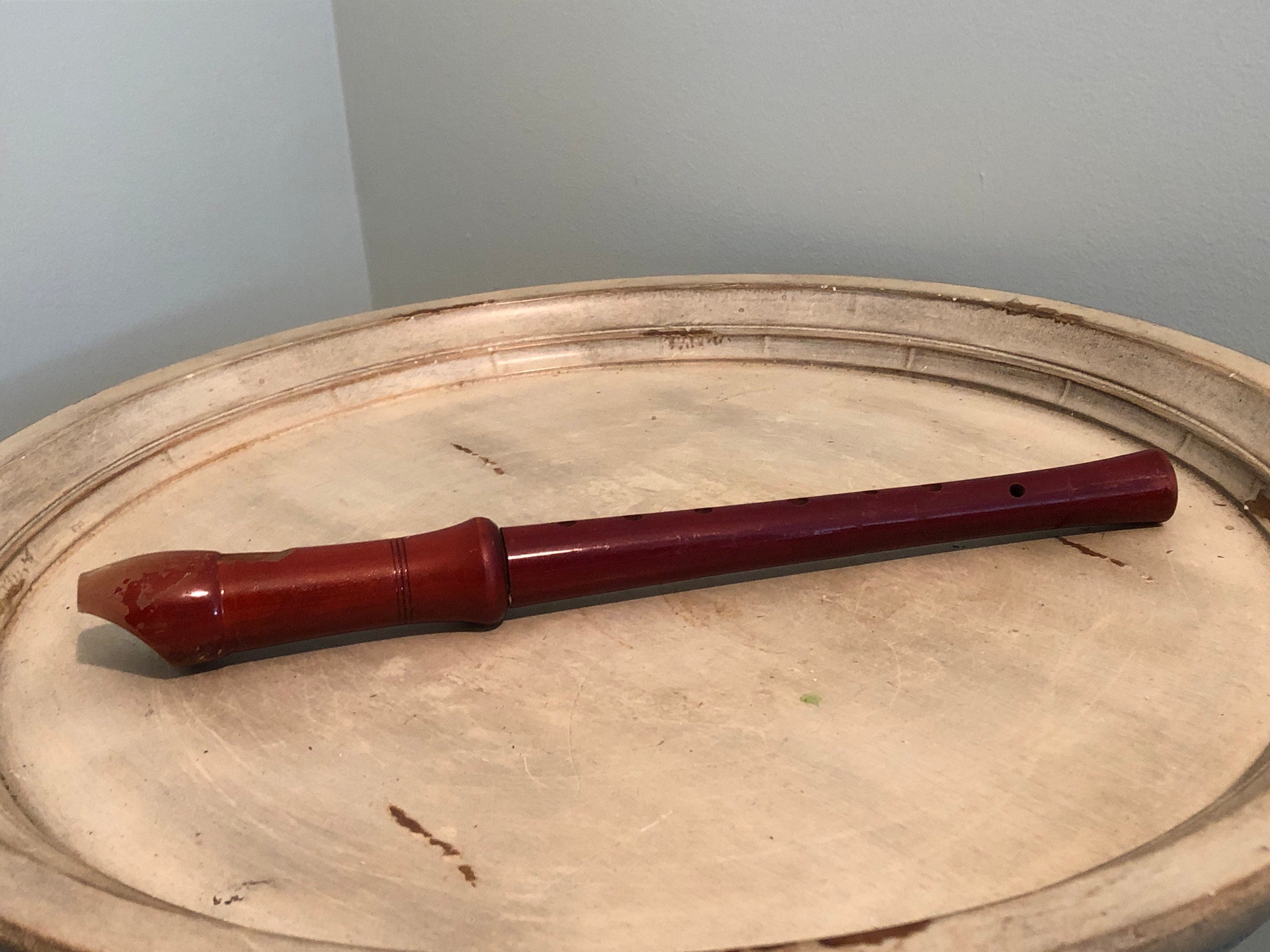 Vintage Wooden Recorder With Case Red Color Recorder - Etsy