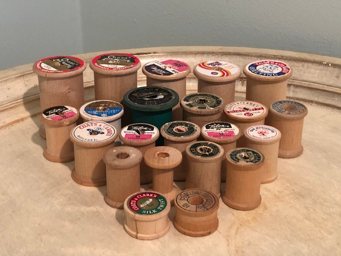 Vintage Wooden Spools 22 Assorted 1 - Etsy