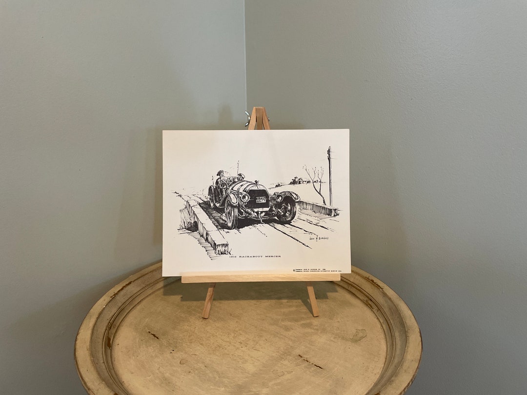 Vintage 1968 John W Burgess Drawing 1912 Raceabout Mercer - Etsy