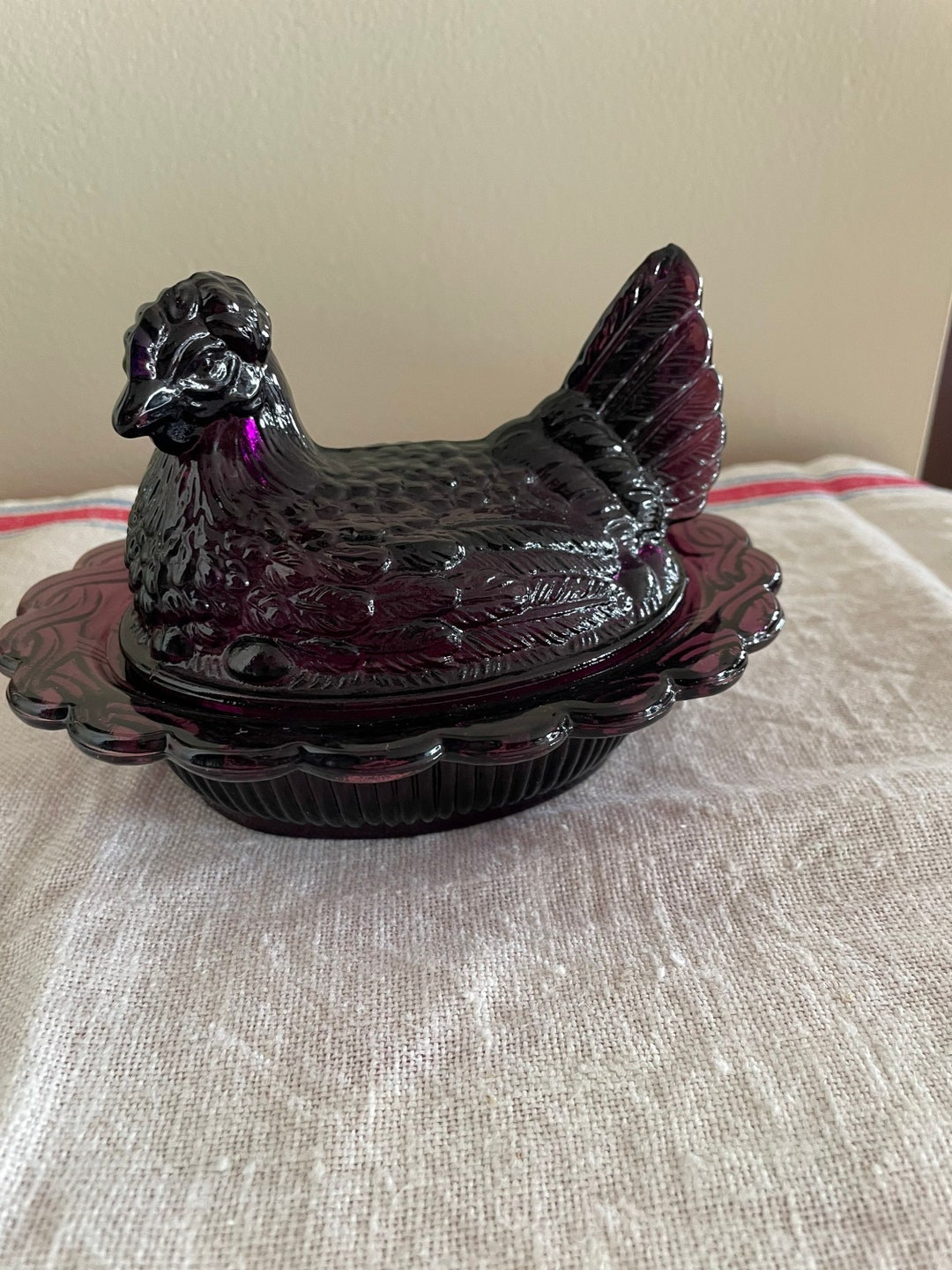 Vintage Hen on Nest Mosser Deep Eggplant Purple - Etsy