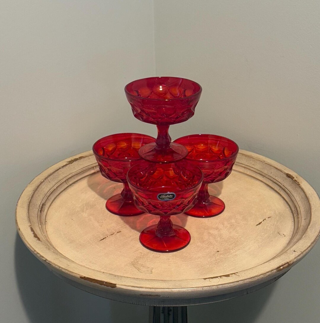 Vintage Glass Dessert Cups ~ Ruby Red ~ Set of 4 - Etsy
