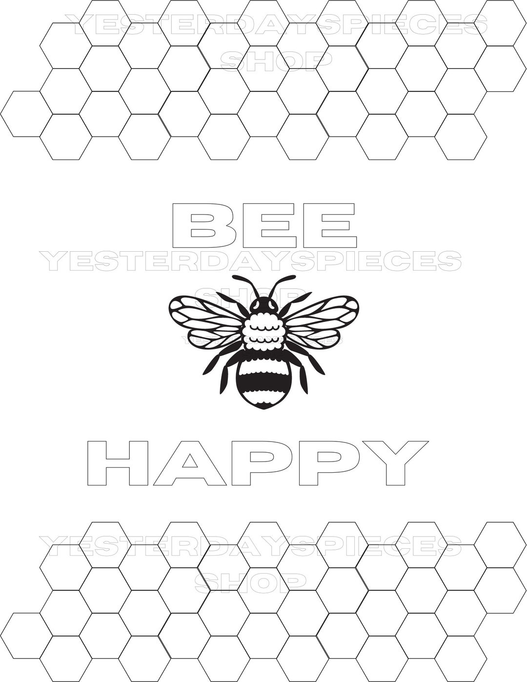 Bee Happy Coloring Page Digital Download - Etsy Australia