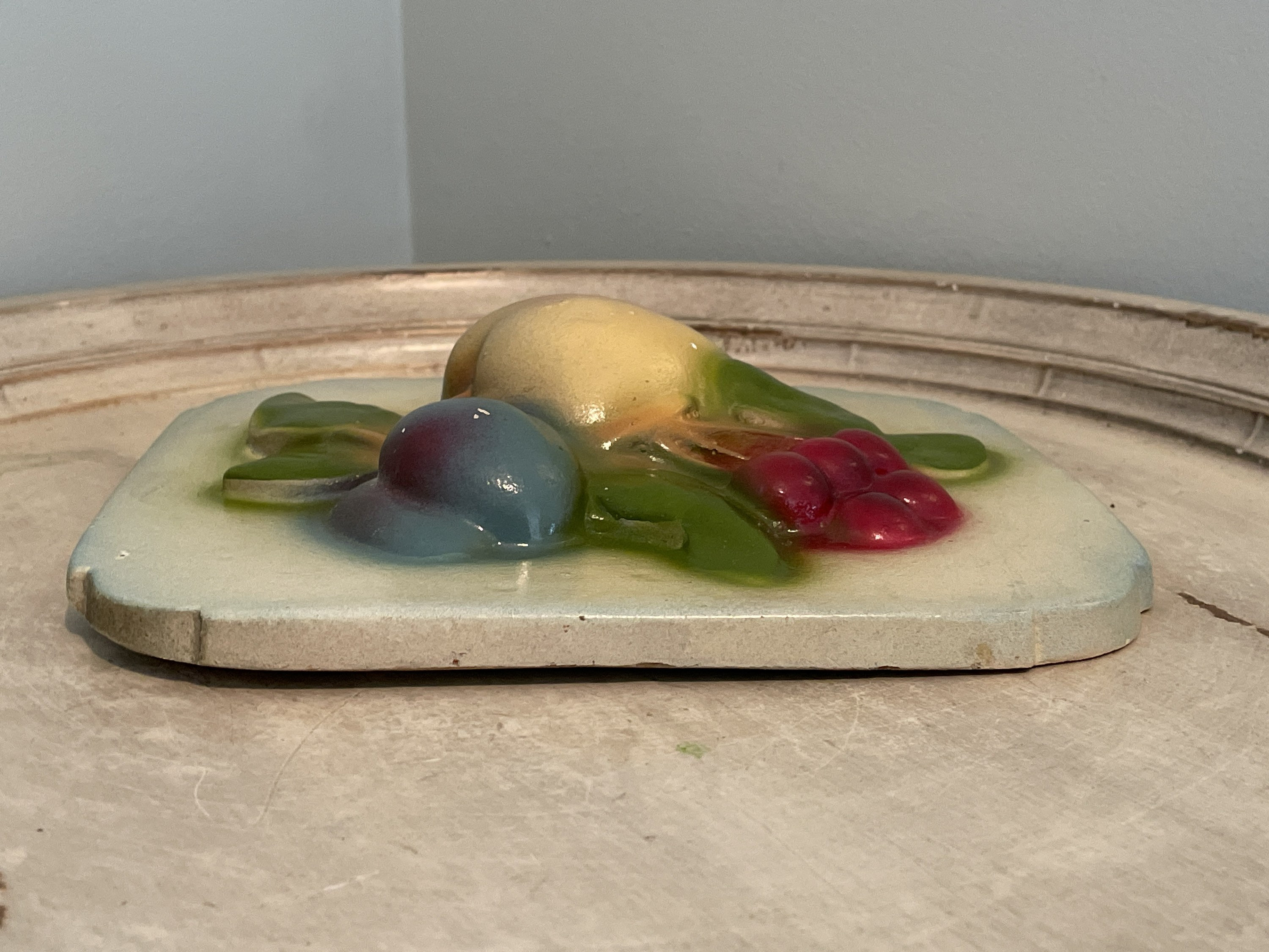 Vintage Chalkware Fruit Plaque Apple Cherry Plum - Etsy