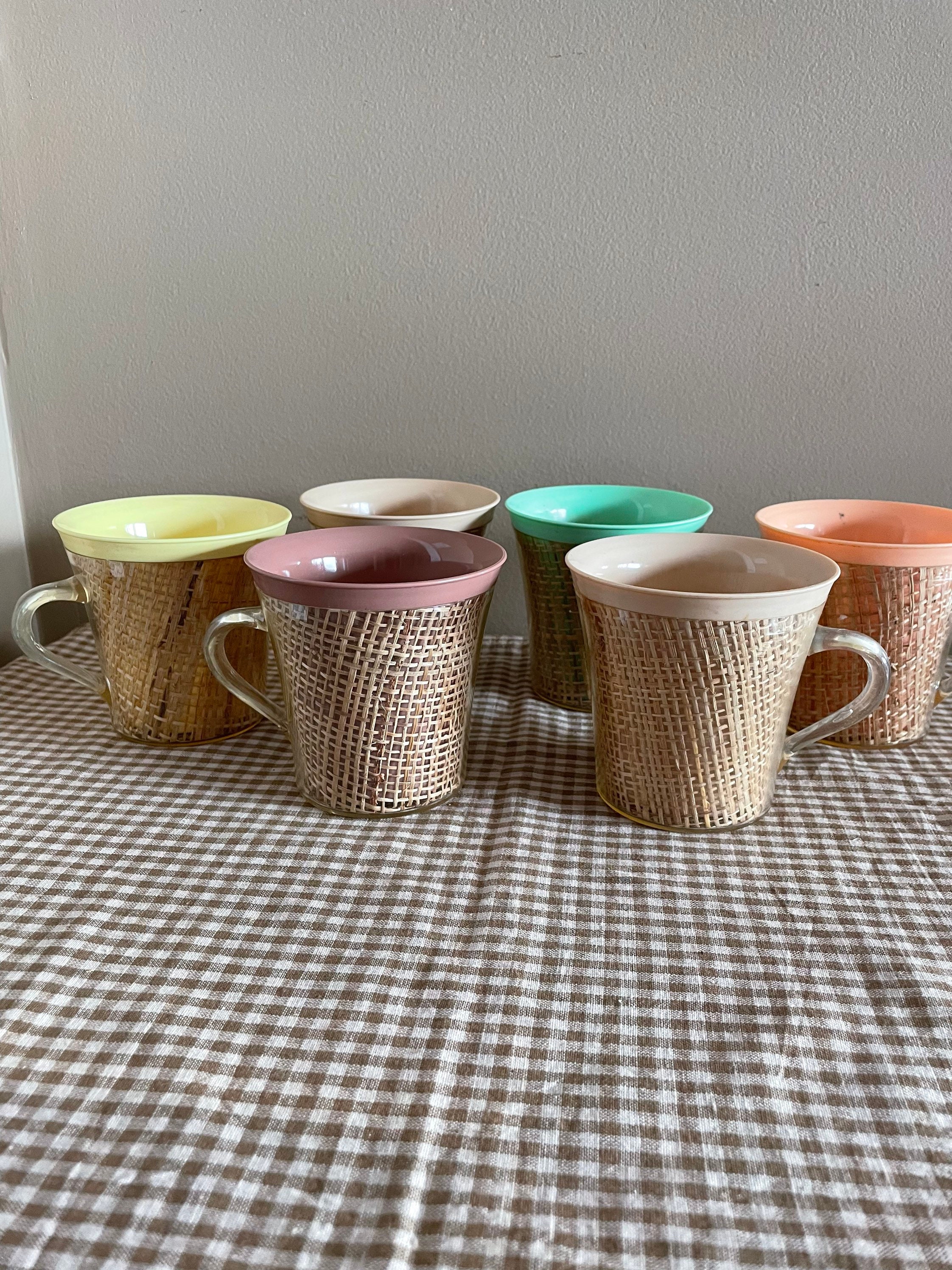 Vintage Coffee Mugs ~ Raffia Ware ~ Set of 6 ~ Pastel Colors - Etsy