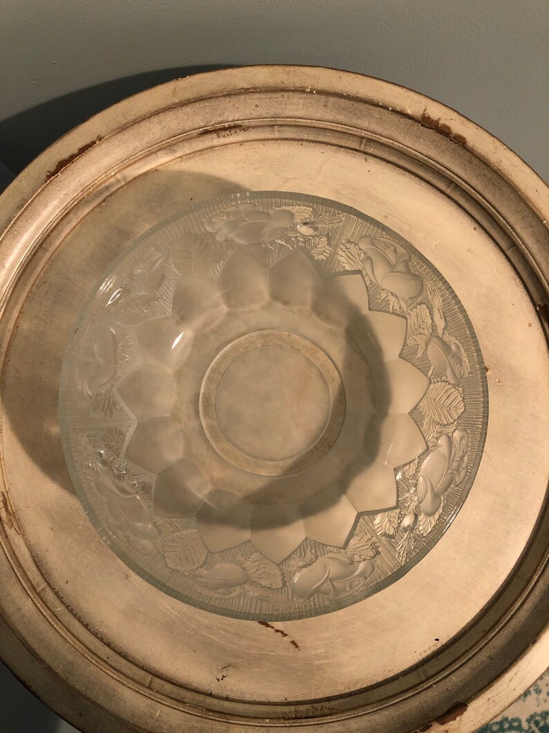 Covetro Italian Pressed Glass Serving Bowl With Rose Details - Etsy