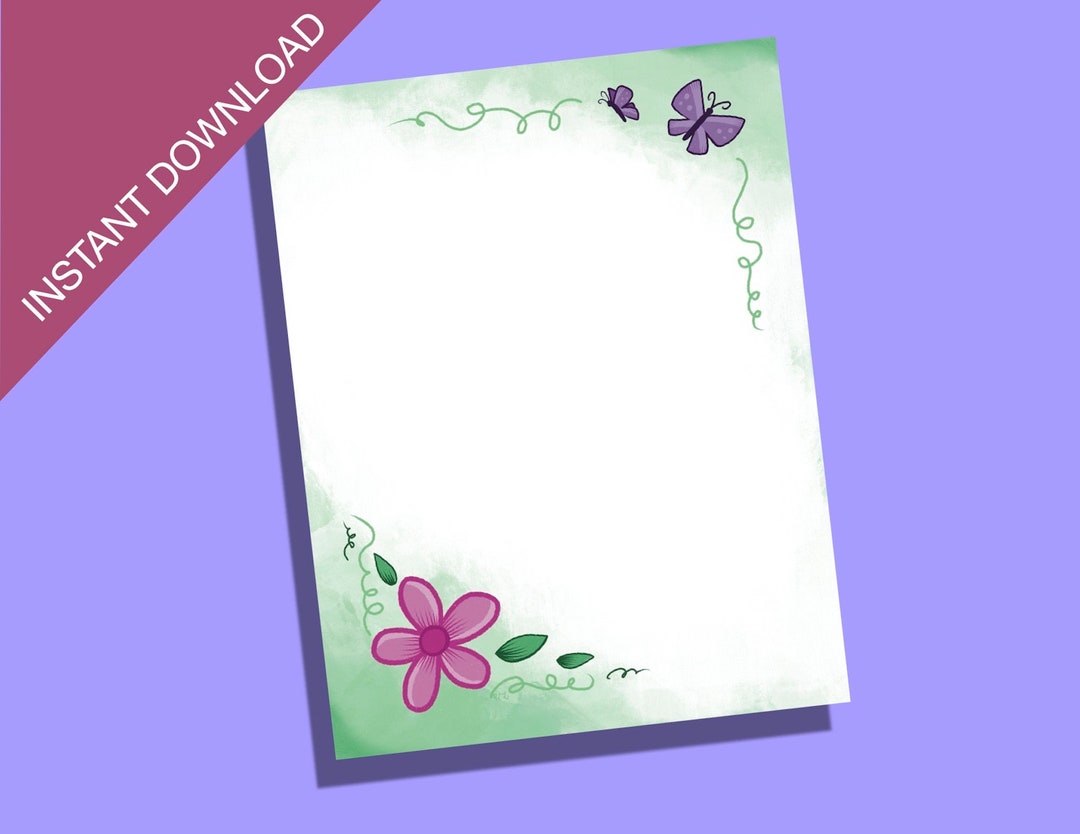 Printable Butterfly Stationery, Printable Stationery, Cute Stationery ...
