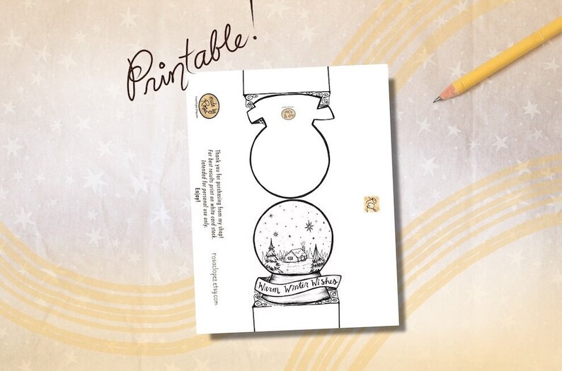 Printable Snow Globe Holiday Card, Printable Christmas Card, DIY Snow ...