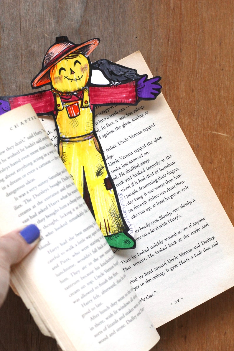 Printable Scarecrow Bookmark Printable Halloween Coloring - Etsy
