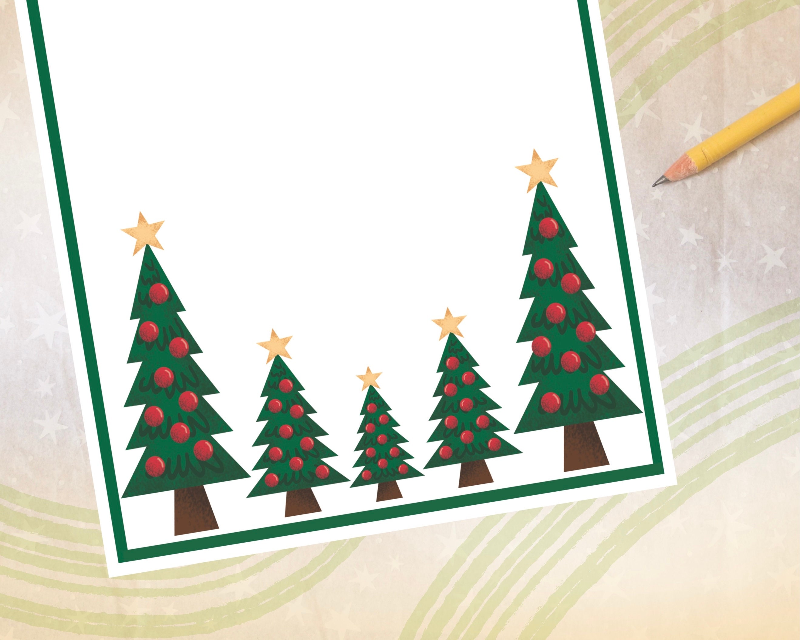 Printable Christmas Tree Stationery, Tree Stationery, Printable ...