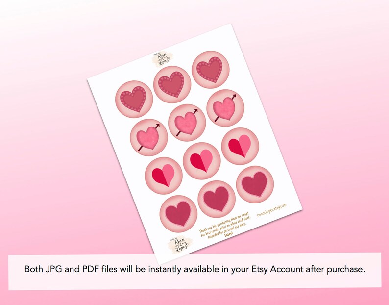 Heart Gift Tags, Printable Heart Cupcake Toppers, DIY Valentine Gift ...