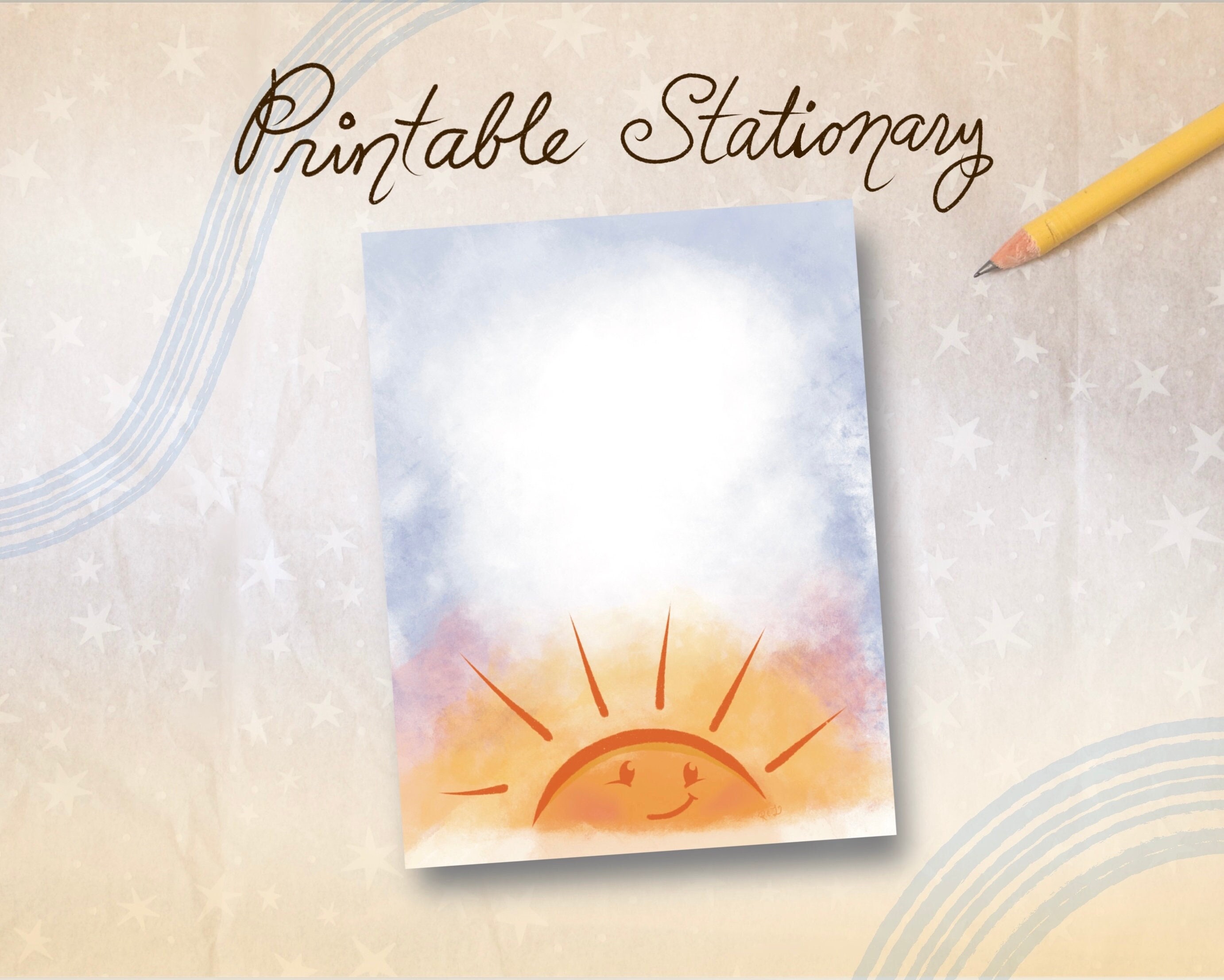 Printable Sun Stationery, DIY Classroom Stationery, Sun Stationery, Sun ...