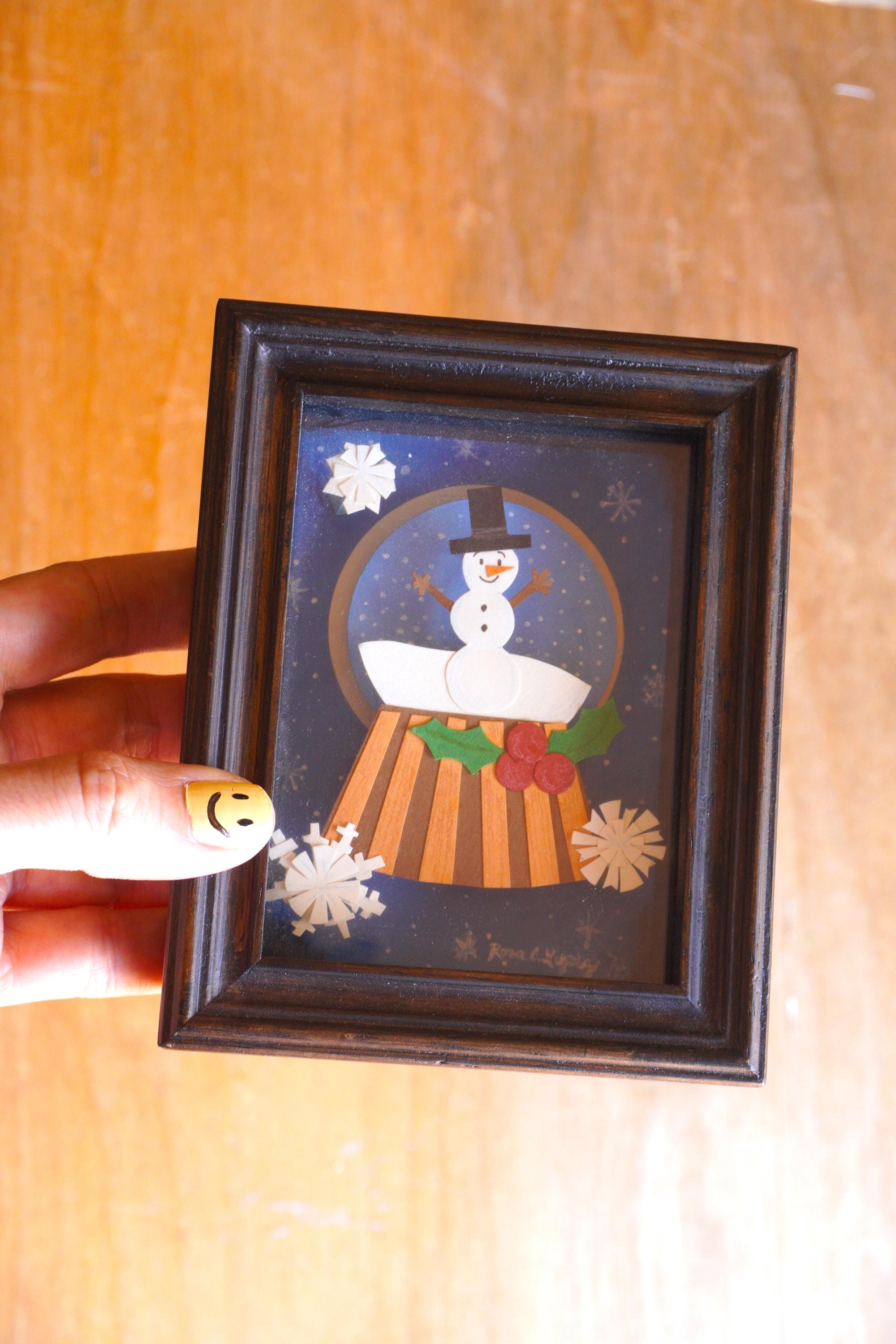 Mini Snowman Art, Snowman Shadow Box Art, Snowman Holiday Art, Snowman ...