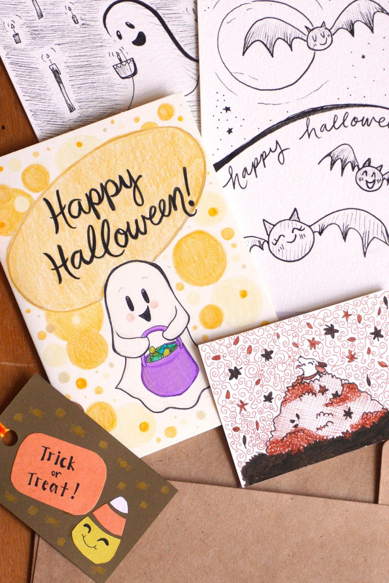 Halloween Happy Mail, Inktober Sketch Art, Halloween Art Mystery Packs ...